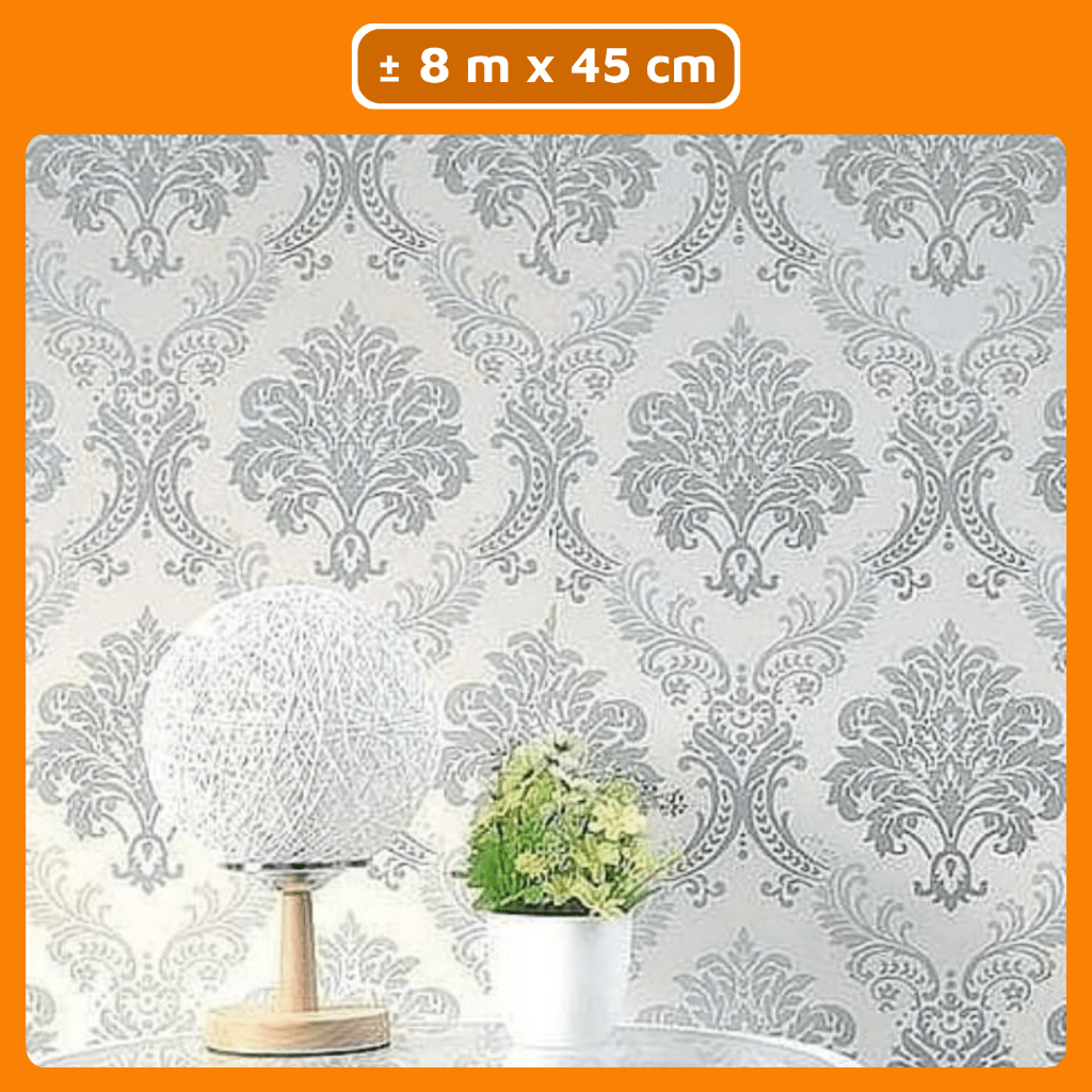 Jual Live COD Wallpaper Dinding Batik Wallpaper Batik Silver Wallpaper ...