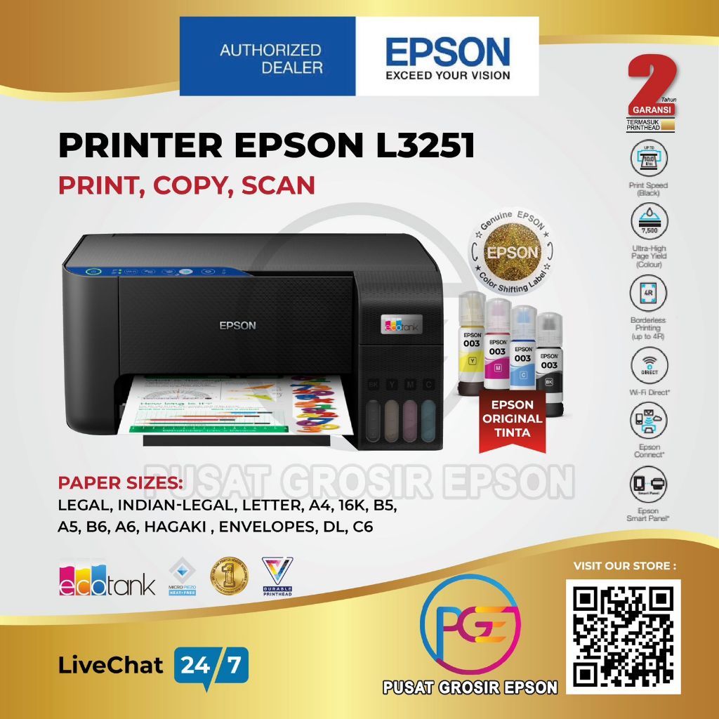 Jual Printer Epson L3251 L-3251 L 3251 TKDN Print Scan Copy All In One Wifi Original Garansi ...