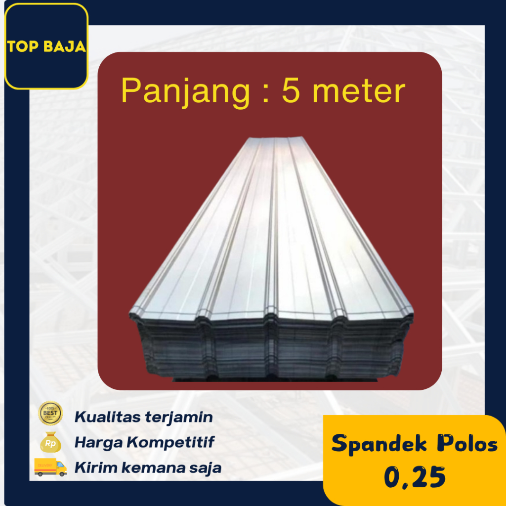 Jual Spandek atap Baja Ringan Zincalume Roof Polos 0,25 lebar 1 meter ...