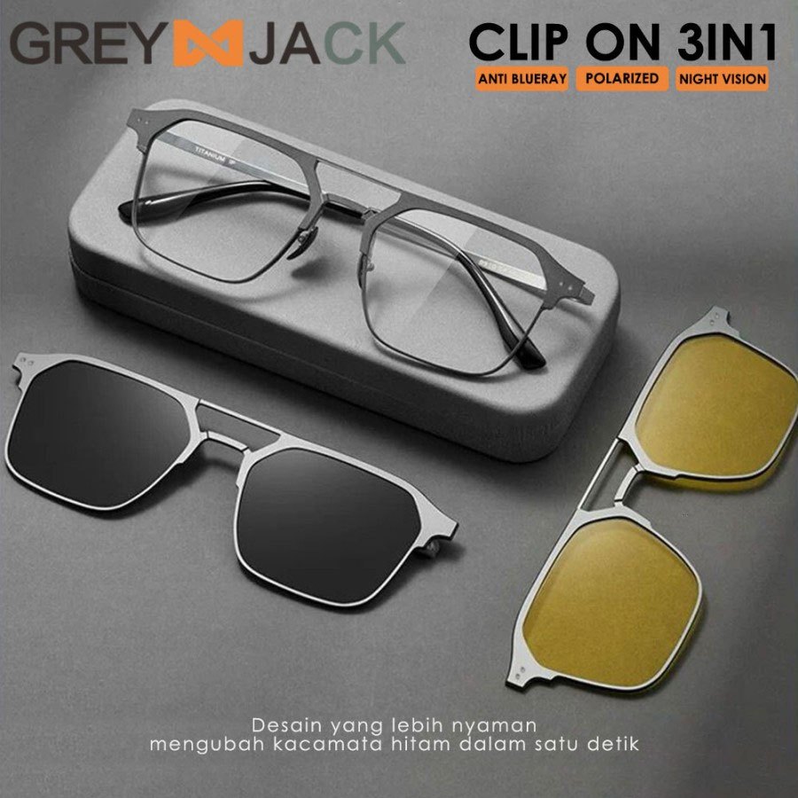Jual Grey Jack Kacamata Antiradiasi Blueray 3in1 Free Clip On Polarized Night Drive Kotak Bisa ...