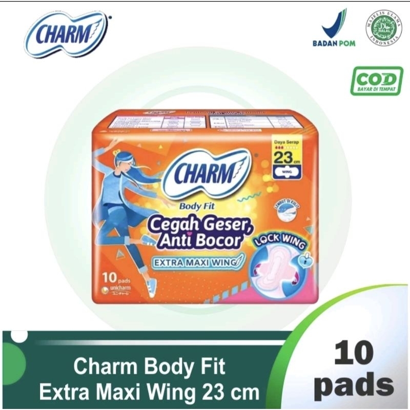 Jual Charm Body Fit Extra Maxi 23cm Wing dan Non Wing isi 10 / Pembalut ...