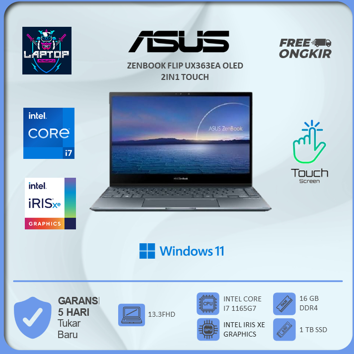 Jual ASUS ZENBOOK FLIP UX363EA OLED 2IN1 TOUCH I7 1165G7 16GB 1TB W11 ...
