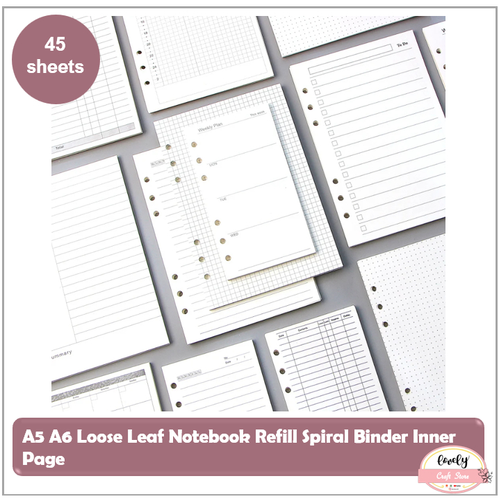 Jual LovelyCraftStore | 45sheets A5 A6 Loose Leaf Notebook Refill ...