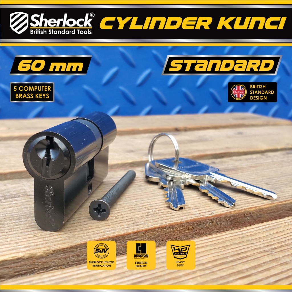 Jual Silinder Kunci Pintu Standard Brass Sherlock 60 mm | Shopee Indonesia