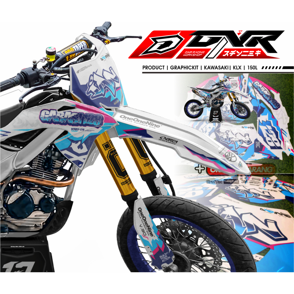 Jual BLUE GRAFFITY SERIES !!! Custom Decals KLX, DTX , WR, CRF ...