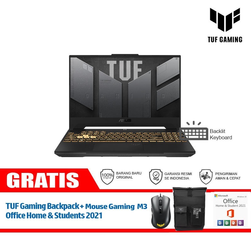Jual Asus TUF F15 FX507ZU4-I745K6M-O /Core i7-12700H/16GB/512GB SSD/RTX4050 6GB/15.6″ FHD 144Hz ...