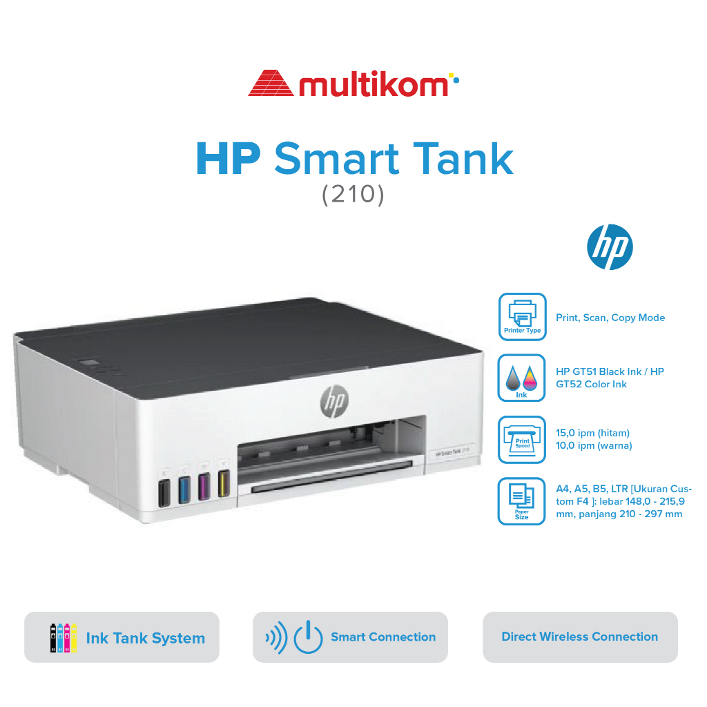 Jual PRINTER HP SMART TANK 210 WIRELESS GARANSI RESMI | Shopee Indonesia