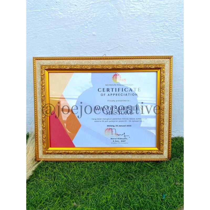 Jual Bingkai Frame sertifikat / Figura Foto Ijazah A4(21 x 30)Ukir ...