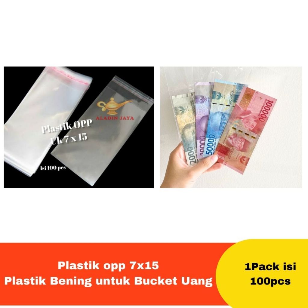 Jual Plastik opp 7x15+4/0.32 / Plastik Bening untuk Bucket Uang (1 pack ...