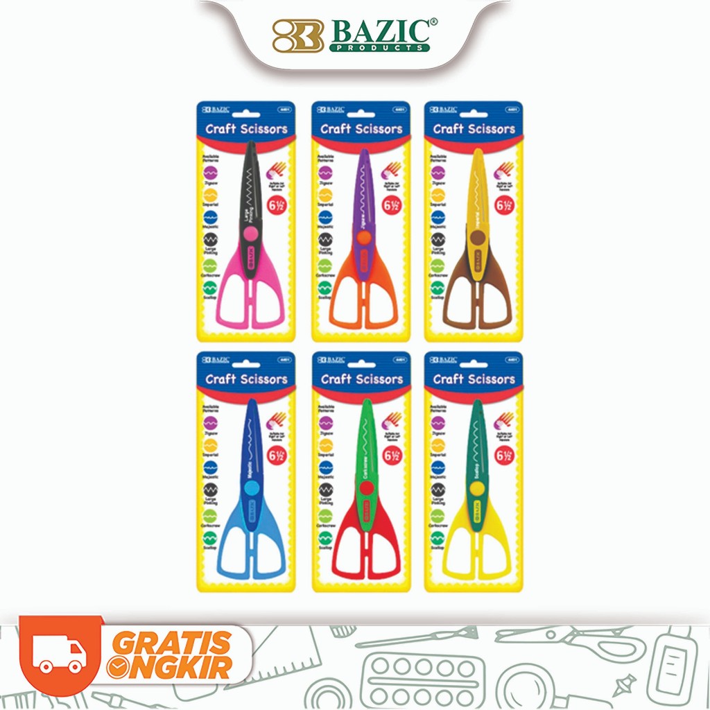 Jual Gunting Craft Kertas / Art Scissors Bazic 6.5 inch | Shopee Indonesia