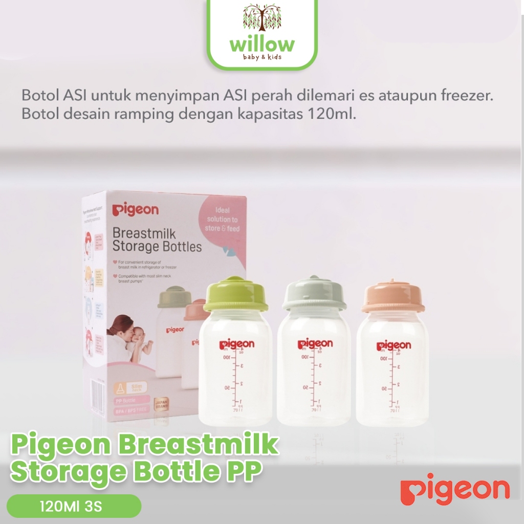 Jual Botol Susu - Pigeon Breastmilk Storage Bottle PP RP 120ML 3Pcs | Shopee Indonesia