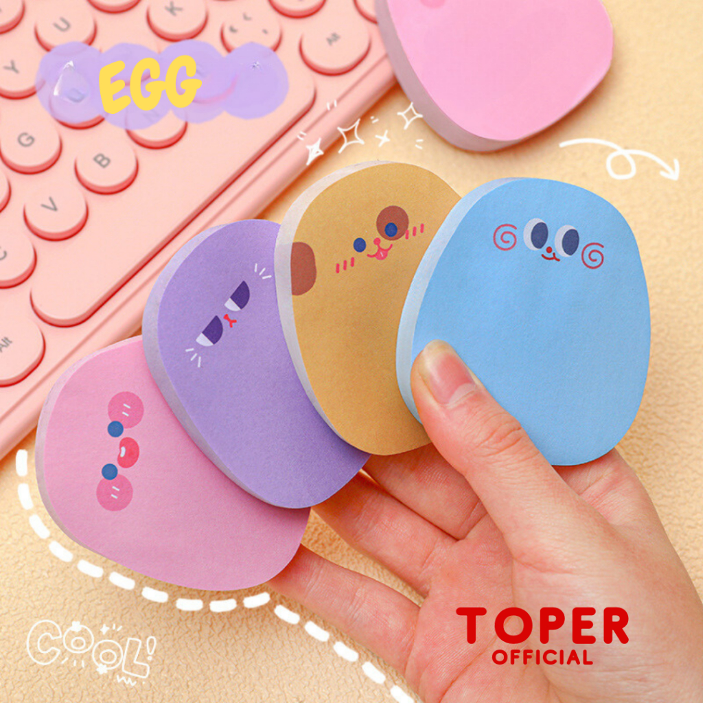 Jual TOPER Sticky Notes Isi 60 Lembar Model Telur Stick Note Pou Full ...