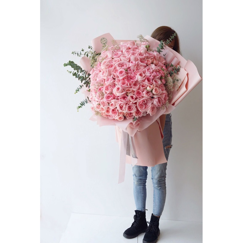 Jual JUMBOO LARGE BOUQUET roses hydrangea series bouquet bucket buket ...