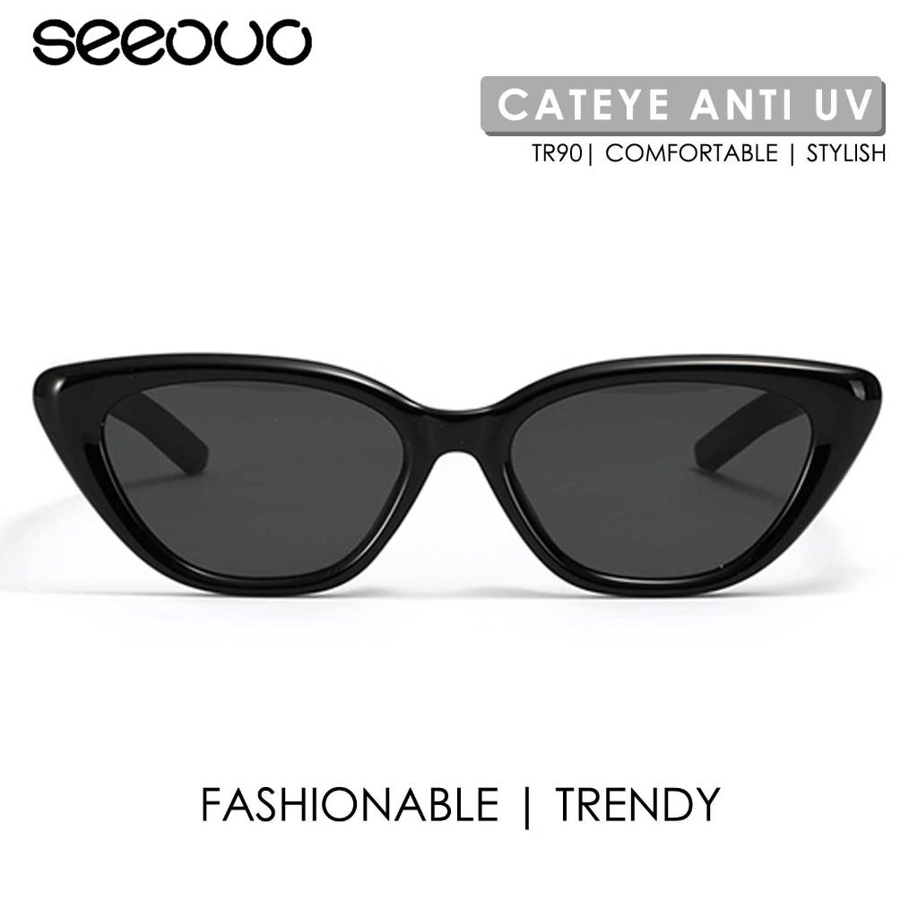 Jual Seeouo Kacamata Anti UV 400 Lens Sunglasses Protection Cat Eye Trendy Style Y2K Bahan TR90 ...