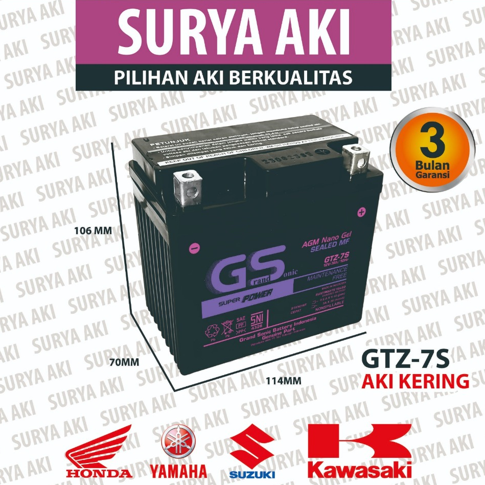 Jual Aki Motor GTZ7S Accu Kering MF VARIO 125/150 BEAT SCOOPY ISS CB150R NMAX SATRIA FU - Free ...