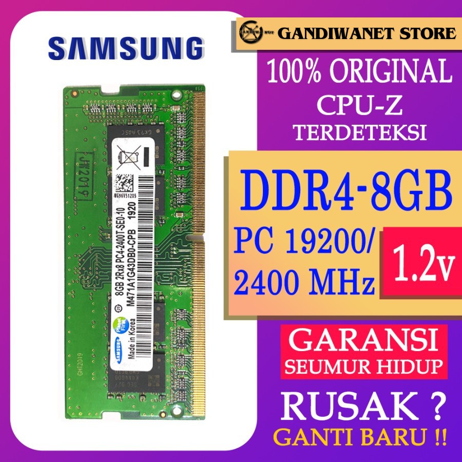 Jual RAM LAPTOP SAMSUNG DDR4 8GB 2400 Mhz / PC 19200 SODIMM MEMORY NB 1.2V | Shopee Indonesia
