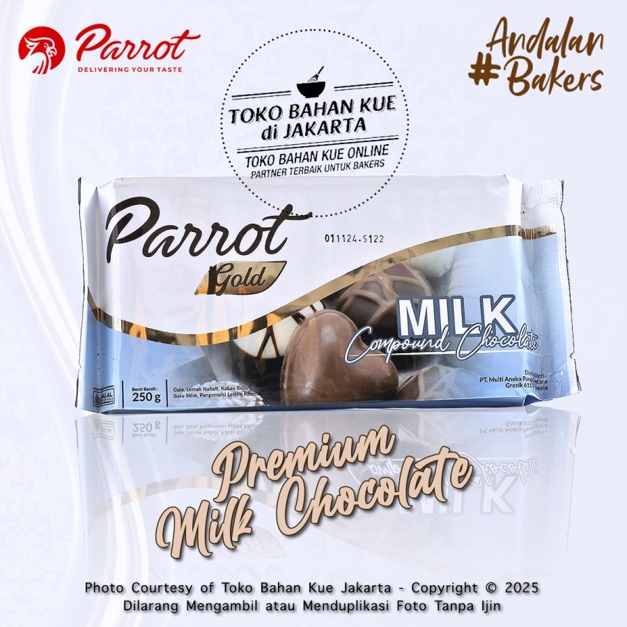 Jual Parrot Gold - MILK Chocolate Compound 250gr Asli Cokelat Susu ...