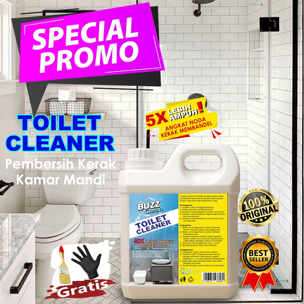 Jual BUZZCLEAN Cairan Pembersih Kerak Kamar Mandi 1 Liter Unruk WC Lantai Dinding Kamar Mandi ...