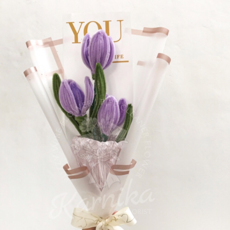 Jual BUKET BUNGA KAWAT BULU | LILAC TULIP 3 TANGKAI | KOREAN SIMPLE ...