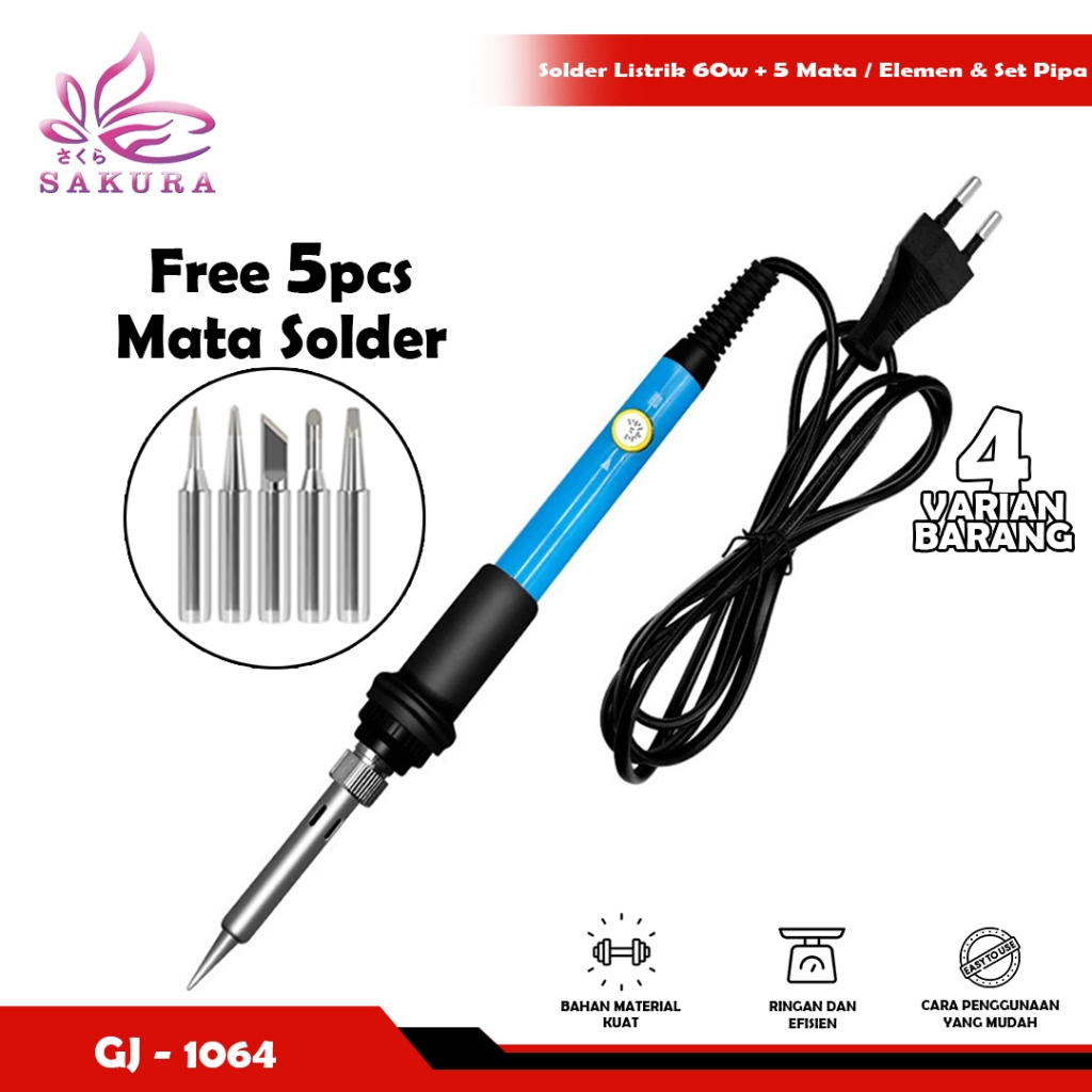 Jual Solder Iron Adjustable 60W Fast Heating Temperature & Set Mata ...