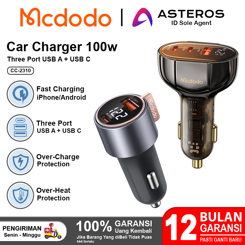 Jual MCDODO Car Charger Mobil Dual Port Digital Display Fast Charging 75w -100w Max | Shopee ...