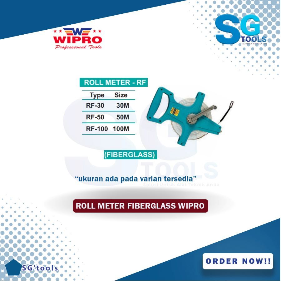 Jual Roll meter RF-50 (50 meter) fiberglass Wipro | Shopee Indonesia