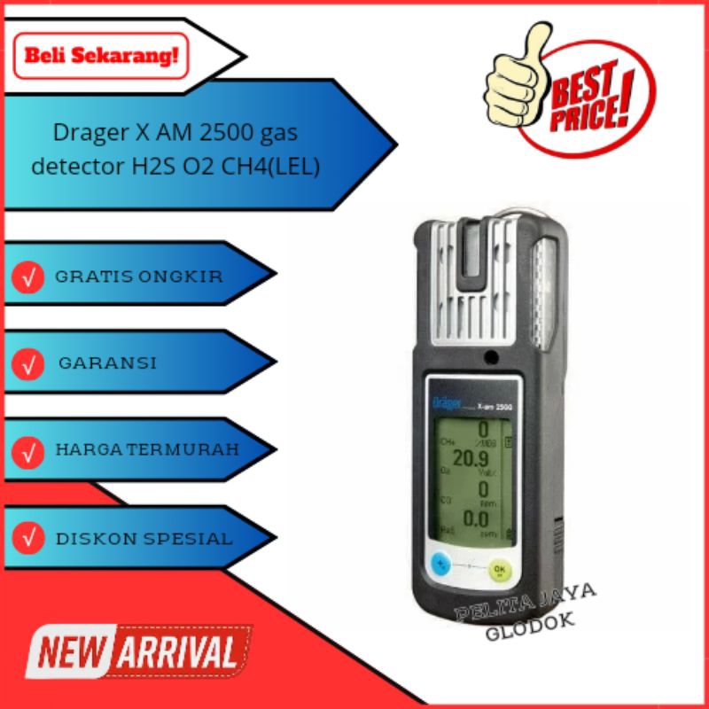 Jual Drager X AM 2500 gas detector H2S O2 CH4(LEL) CO c/w charger C/W ...