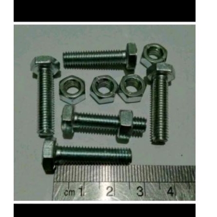 Jual BAUT + MUR PUTIH BMP M6 X 25MM GALVANIS ( KUNCI 10 ) | Shopee Indonesia