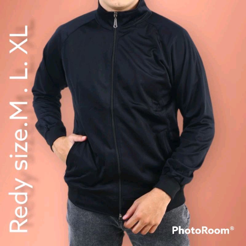 Jual Jacket Tracktop Polos Hitam Pria & Wanita Casual Peremium Distro ...