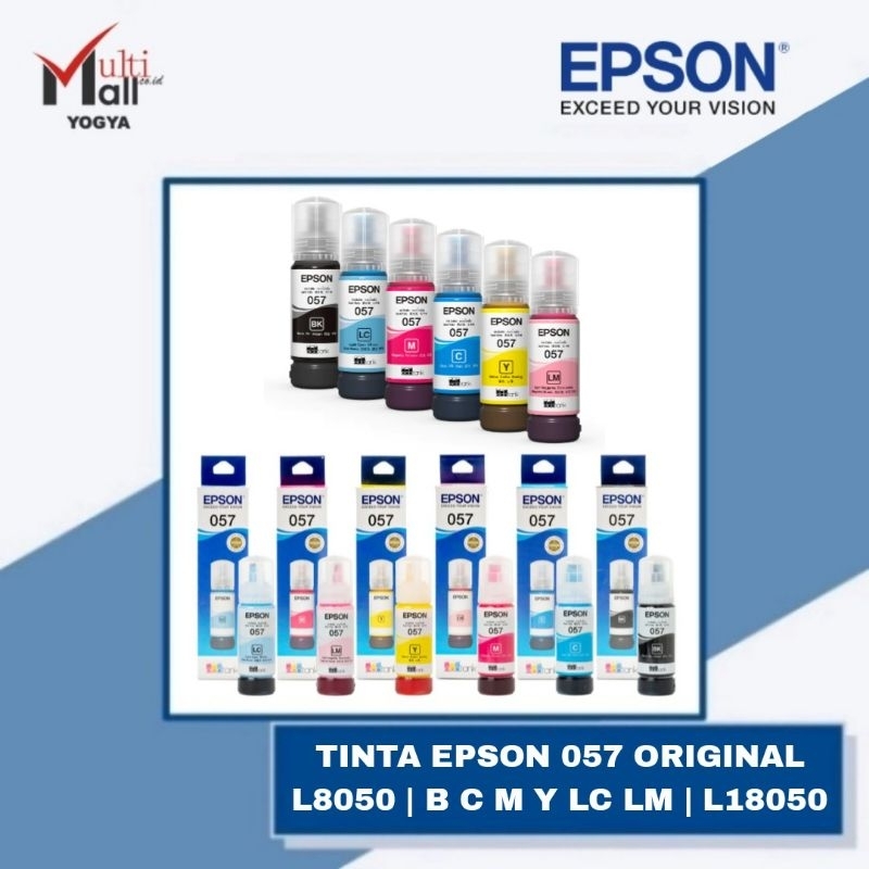 Jual Epson Tinta 057 Original T057 B C M Y LC LM for Printer L8050 ...