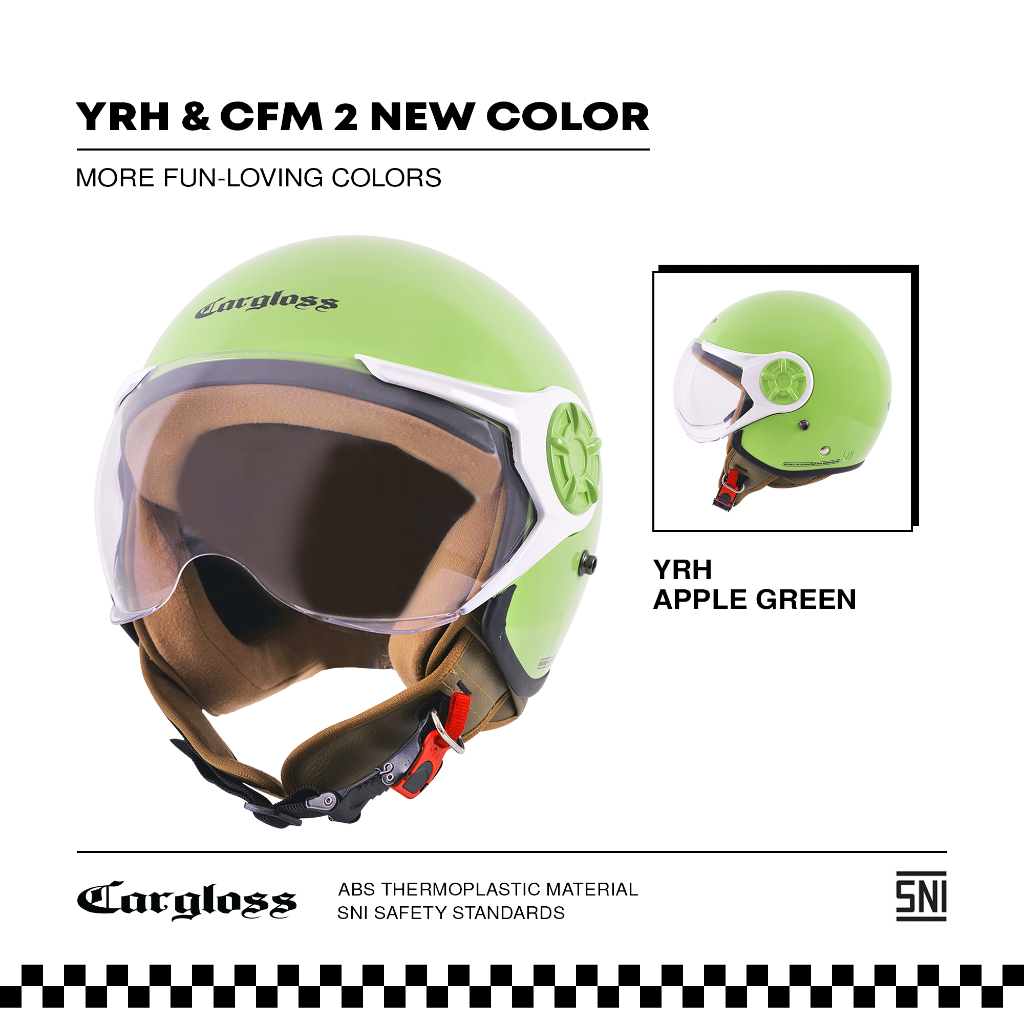 Jual Cargloss YRH Hijab Retro Helm Half Face - Apple Green | Shopee ...