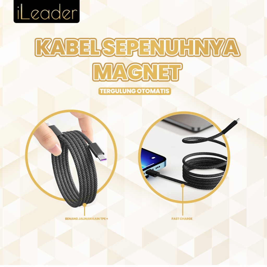 Jual iLeader Magnetic Kabel Data Charging Type C to C 66W iPhone ...