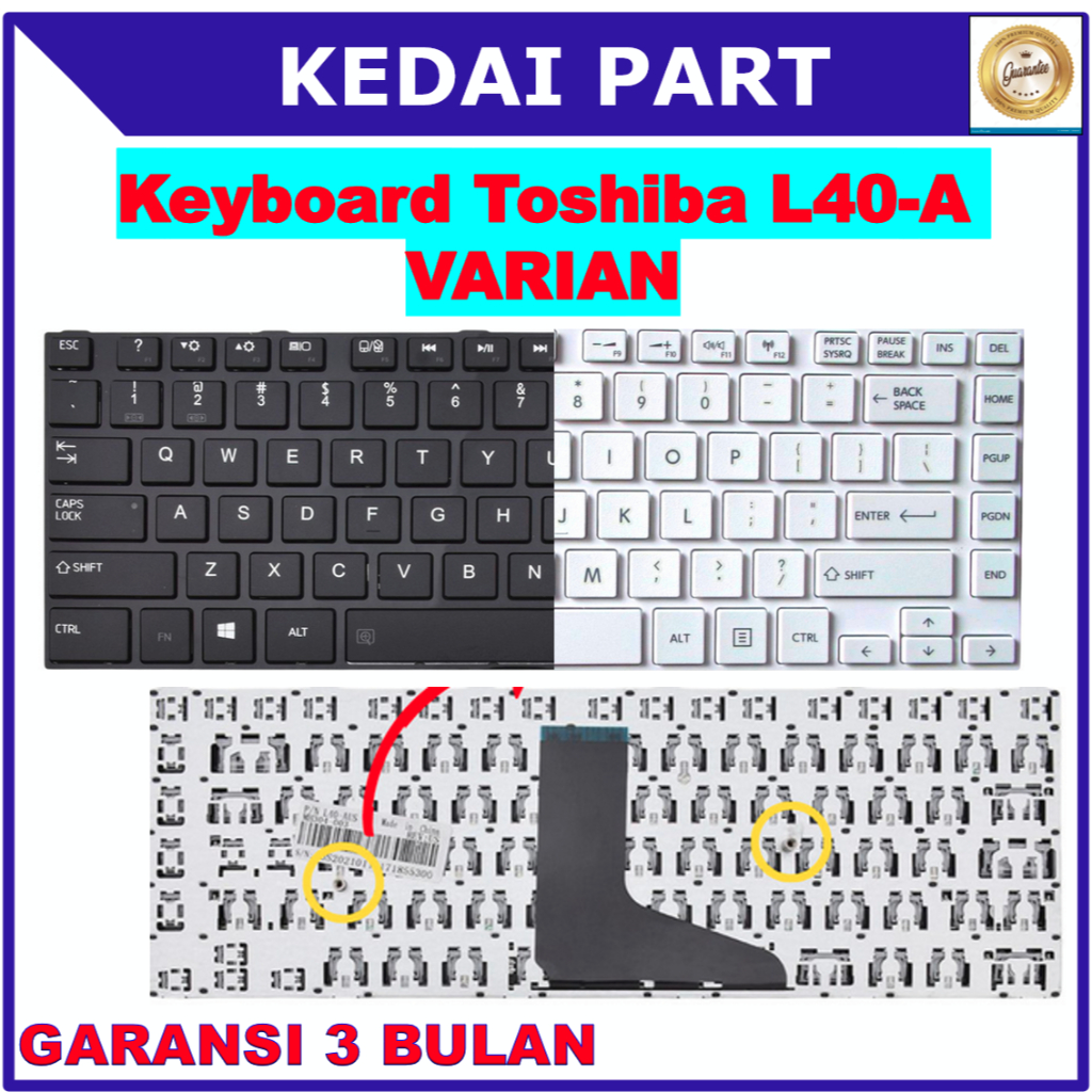 Jual KEYBOARD TOSHIBA SATELLITE L40 L40A L40-A L45 Black White | Shopee Indonesia