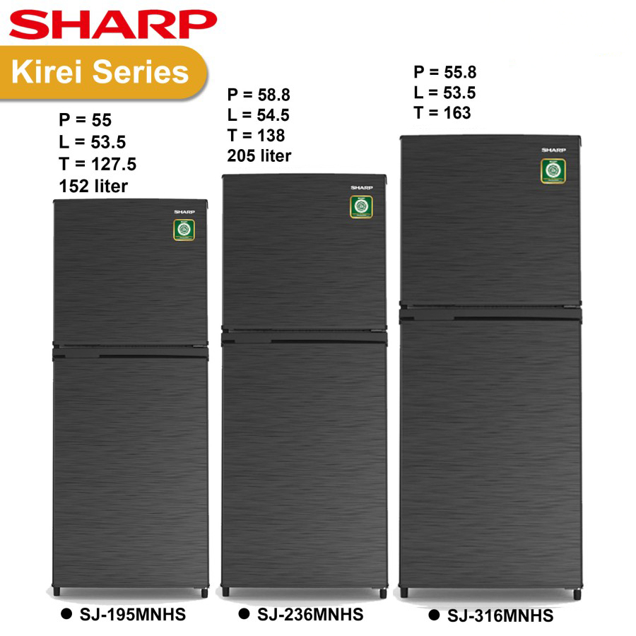 Jual SHARP SJ-316MN HS Kulkas 2 Pintu Kirei Series Low Watt 256 Liter ...