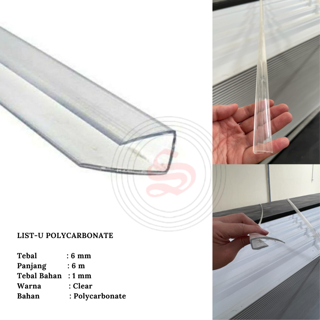 Jual List-U Polycarbonate Clear 6mm x 6m/List U Fiber Penutup ...