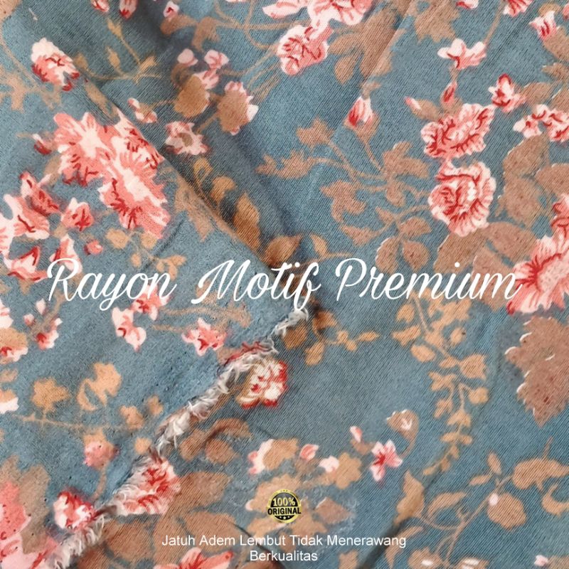 Jual Kain Rayon Motif Premium Tosca Bunga Sedang (Jatuh Adem Lembut ...