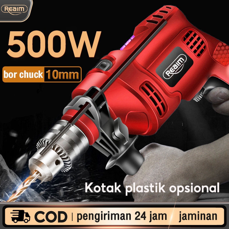 Jual REAIM Mesin Bor Listrik Bolak Balik 10MM Electric Drill Bor Beton Bor Tembok Alat Bor Bor ...