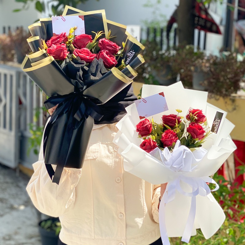 Jual BY.NDA[AR4] Buket Bunga Artificial Rose Mawar Merah Buket Bunga ...
