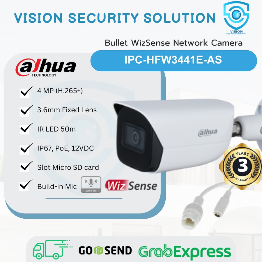 Jual Kamera CCTV IP Dahua Outdoor 4MP IPC-HFW3441E-AS Audio WizSense ...
