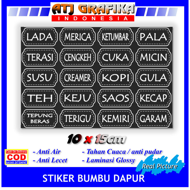 Jual Label stiker new bumbu dapur nama bahan masuk sticker dapur rumah ...