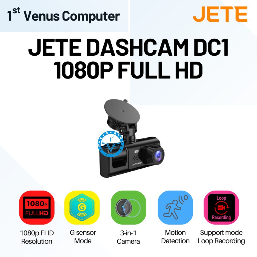 Jual Dashcam JETE DC1 1080p Full HD G-Sensor Motion Detection / JETEC ...