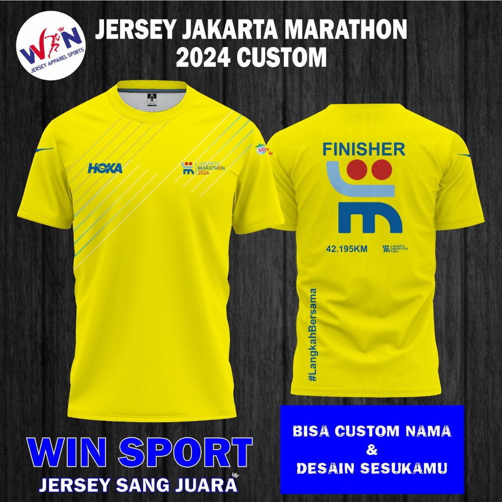 Jual Jersey RUNNING JAKARTA MARATHON 2024 Custom Kuning Terbaru, Jersey Olahraga Desain Full ...