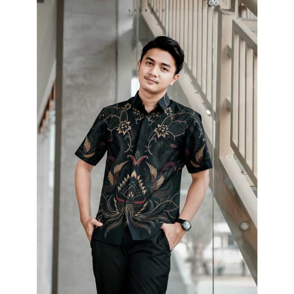 Jual Batik Pria Lengan Pendek Premium BATIK AZIMIL HRB026 motif ...