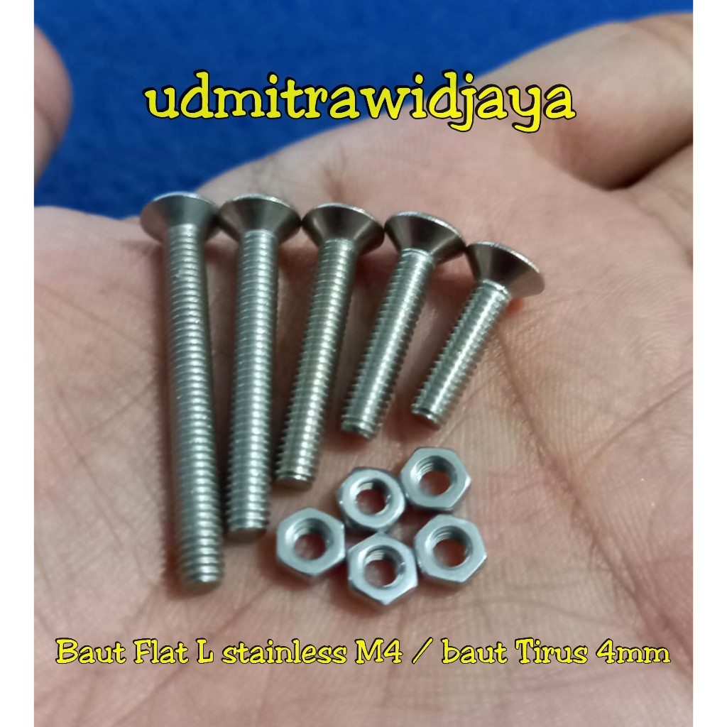Jual Baut Flat L baut countersink 4x35 tirus verseng L M4 panjang 3cm ...