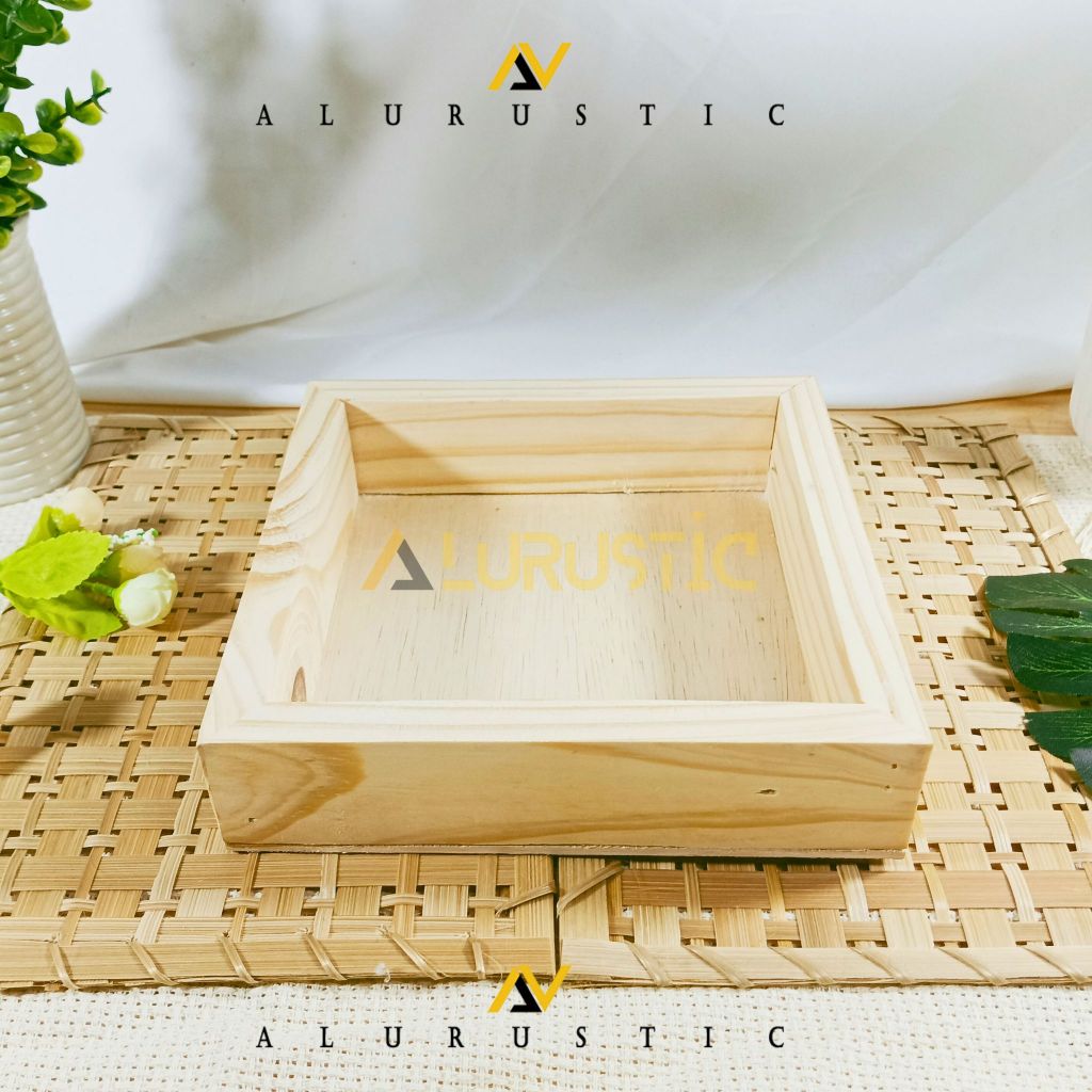 Jual STORAGE WOODEN BOX 20x20x5 CM / KOTAK HANTARAN / SESERAHAN TRAY ...