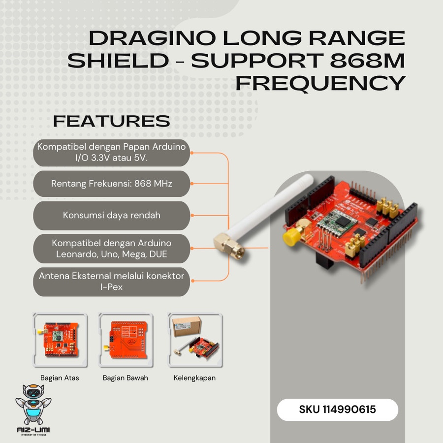 Jual Lora Dragino Long Range Shield - support 868M frequency | Shopee ...