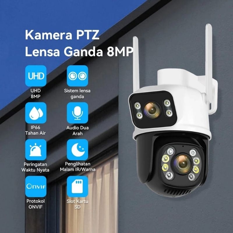 Jual Cctv Outdoor V360 Dual Lens Waterproof Ip Cam 8MP Smart Camera ...