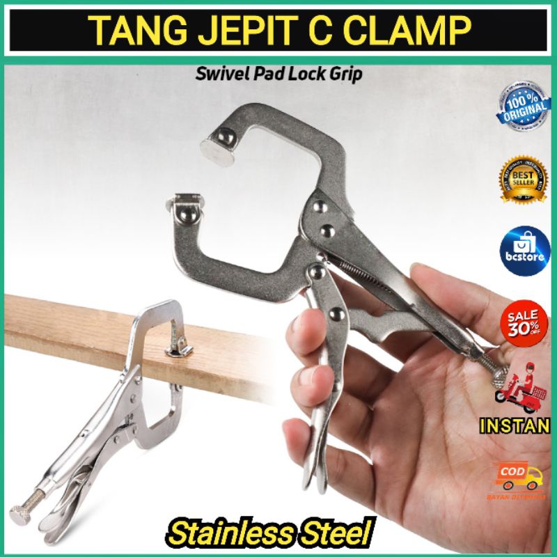 Jual Tang Jepit C Clamp Swivel Pad Lock Grip Vise Grip Plier C Clamp ...