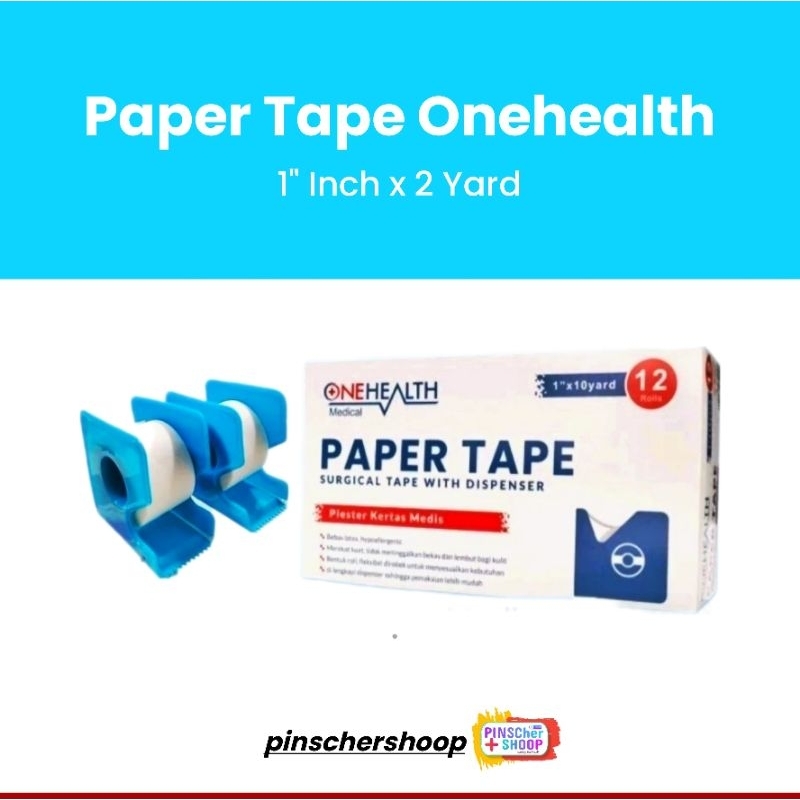 Jual ONEHEALTH Surgical Paper Tape 1 x 10 yard + Dispenser Plester ...