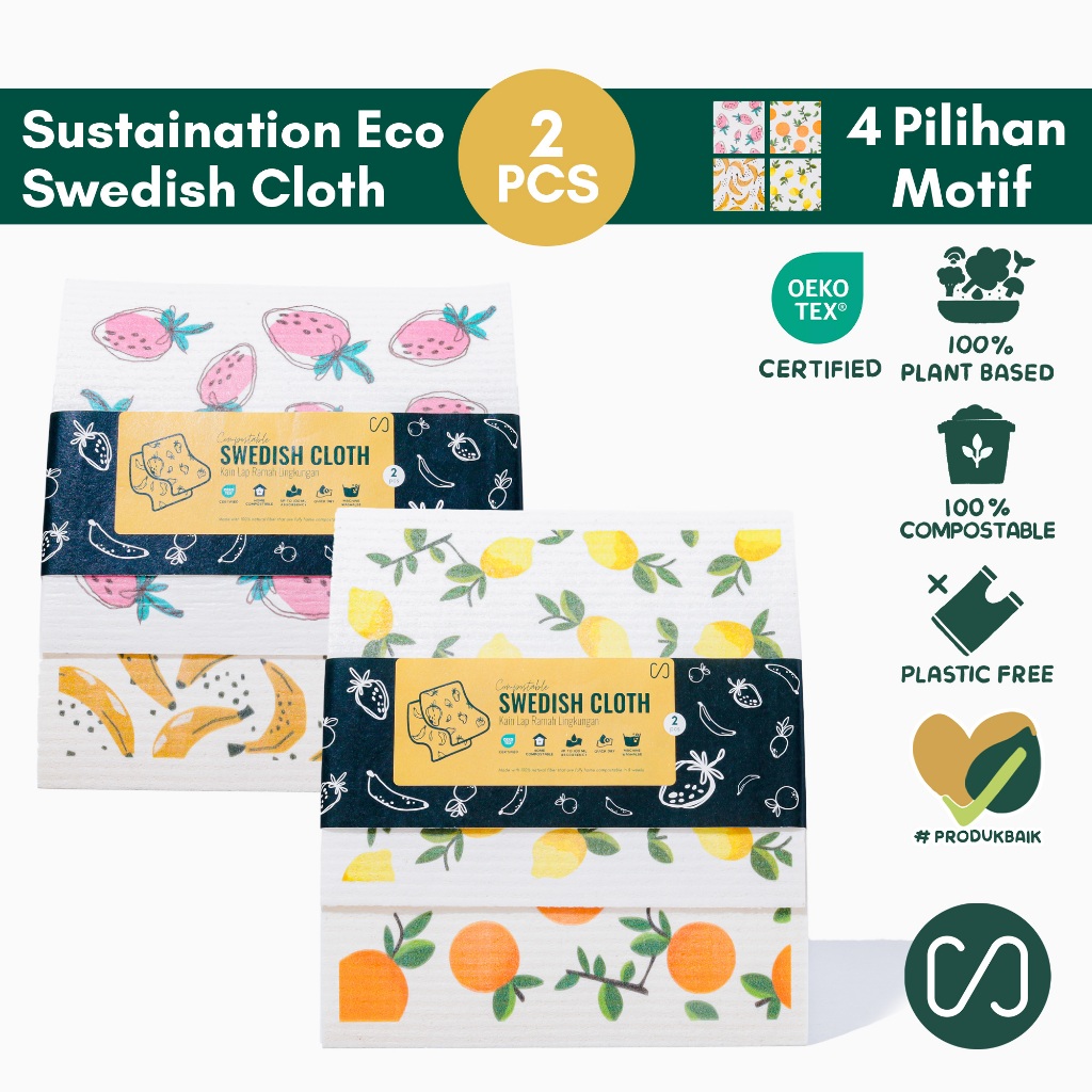 Jual Sustaination Compostable Swedish Cloth | Kain Lap Sponge Alami ...